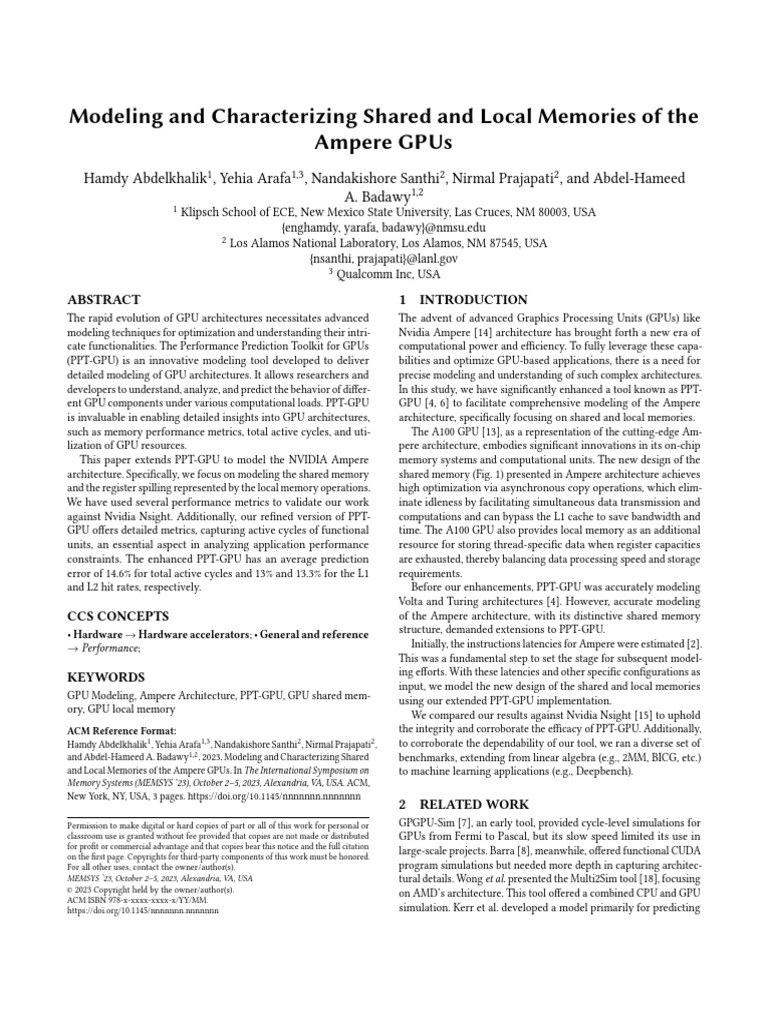 Modeling and Characterizing Shared and Local Memories of The Ampere Gpus | PDF | Cpu Cache ...