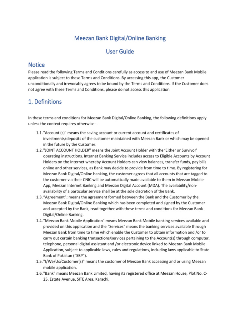Meezan Bank Digital Banking User Guide | PDF | Costs In English Law | Banks