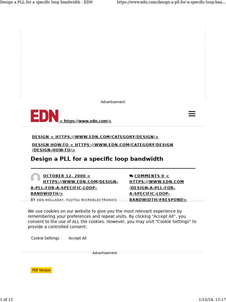 Design A PLL For A Specific Loop Bandwidth - EDN | PDF