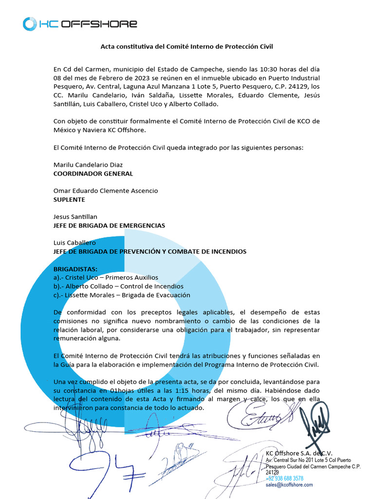 Acta Constitutiva Del Comité Interno de Protección Civil | PDF
