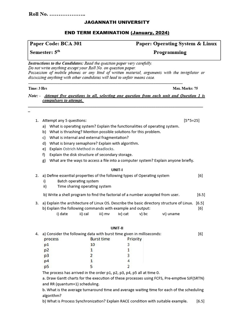 Jagannath University Paper | PDF | Operating System | Computing