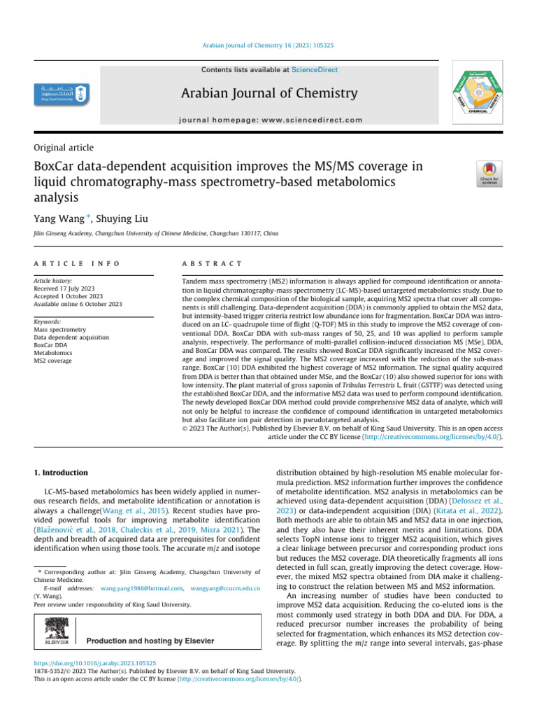 BoxCar Data Dependent Acquisition Improves The MS MS Cover - 2023 ...