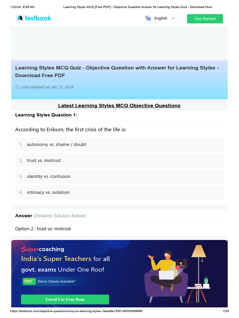 Learning Styles MCQ (Free PDF) - Objective Question Answer For Learning ...