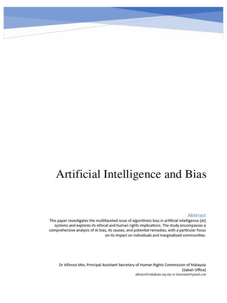 Artificial Intelligence and Bias | PDF