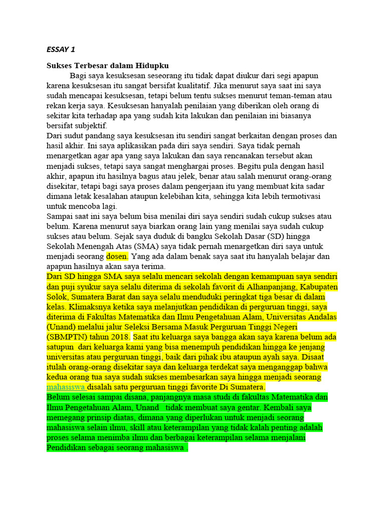 Contoh Essay LPDP: Sukses dan Proses | PDF