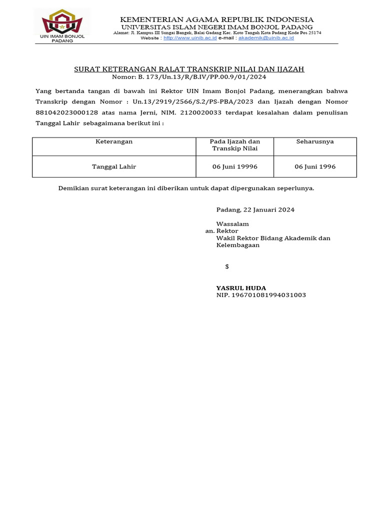 Ralat Transkrip dan Ijazah | PDF