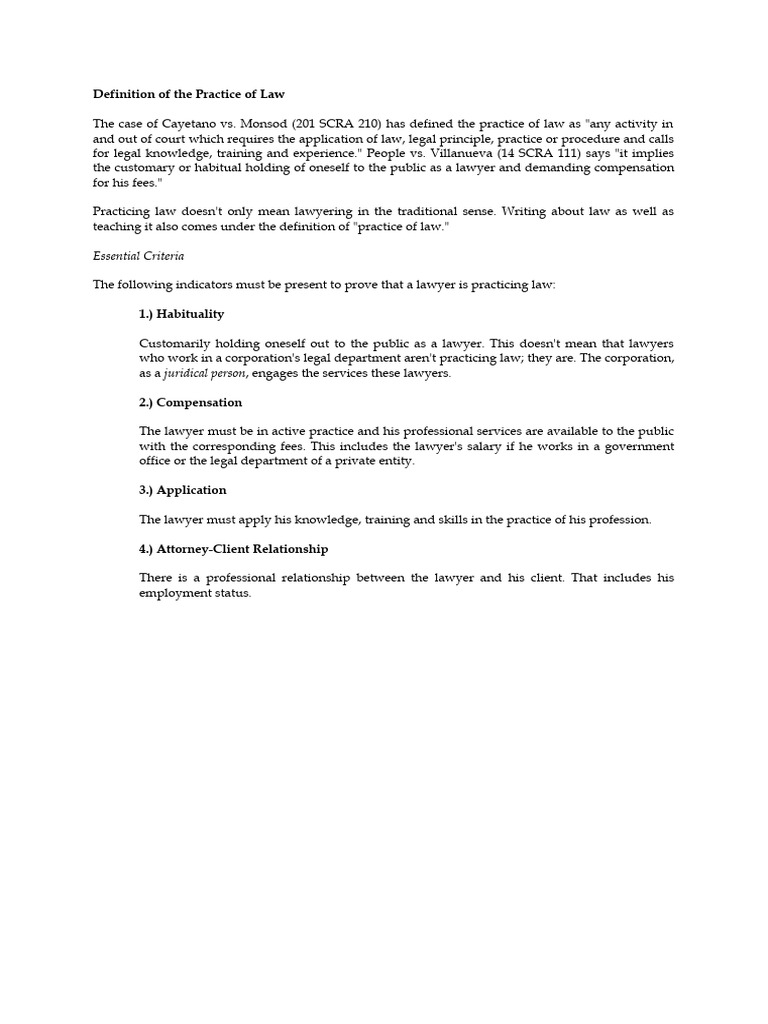 Definition of The Practice of Law | Download Free PDF | Lawyer ...