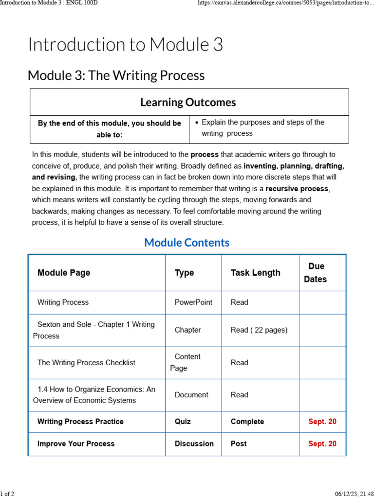 Introduction To Module 3 ENGL 100D | PDF