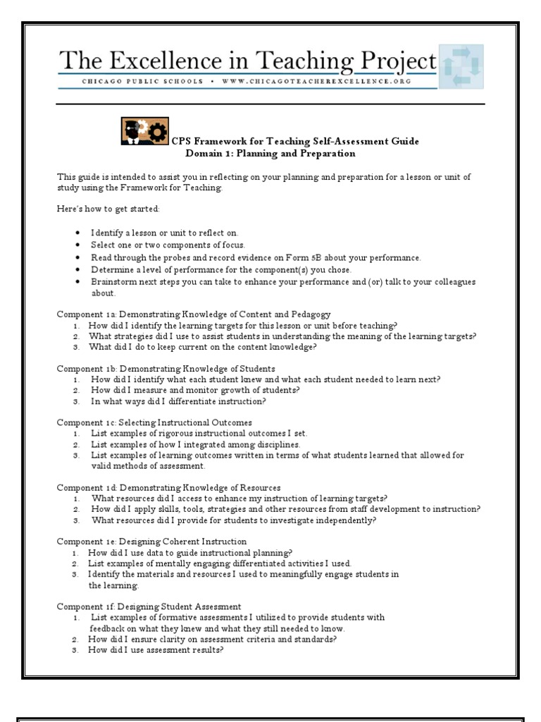 Domain 1 Teacher Self-Reflection | Educational Assessment | Cognition ...