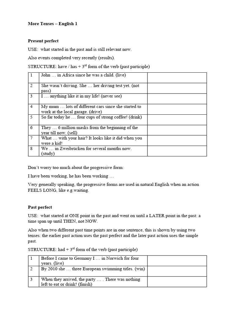 Remaining Tenses | PDF | Grammatical Tense | Language Mechanics