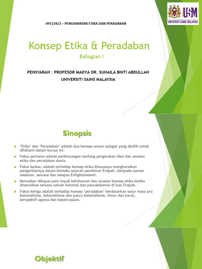 Nota Slide Konsep Etika Dan Peradaban (BHG I) - Prof Madya Dr. Suhaila Abdullah | PDF