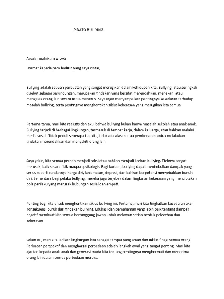 PIDATO BULLYING-WPS Office | PDF