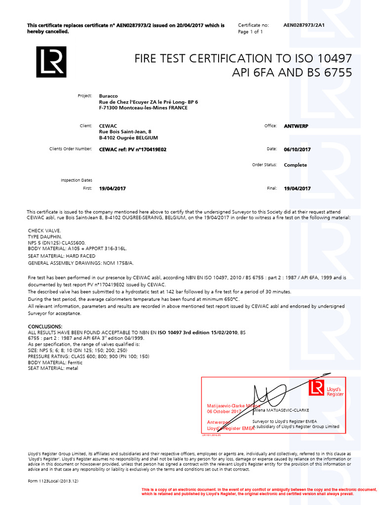 Sample API 6FA Check Valve | PDF