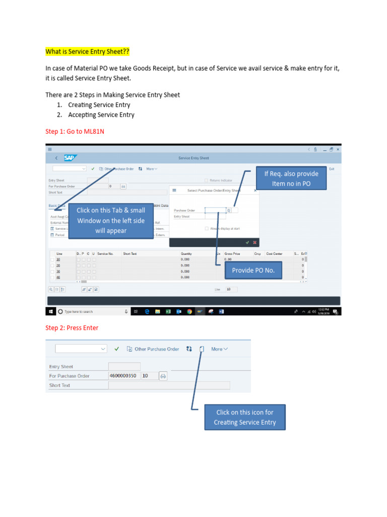 Service Entry Sheet | PDF