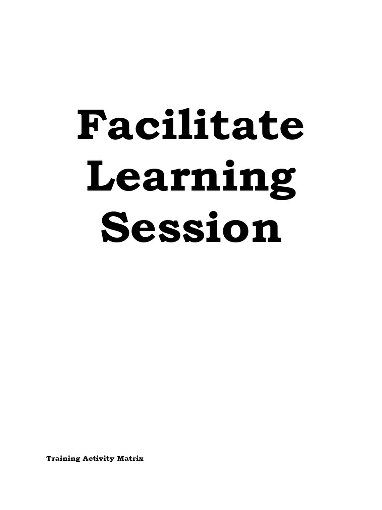 Facilitate Learning Session | PDF