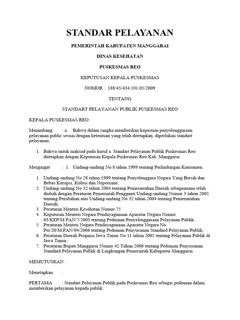 Standar Pelayanan | PDF