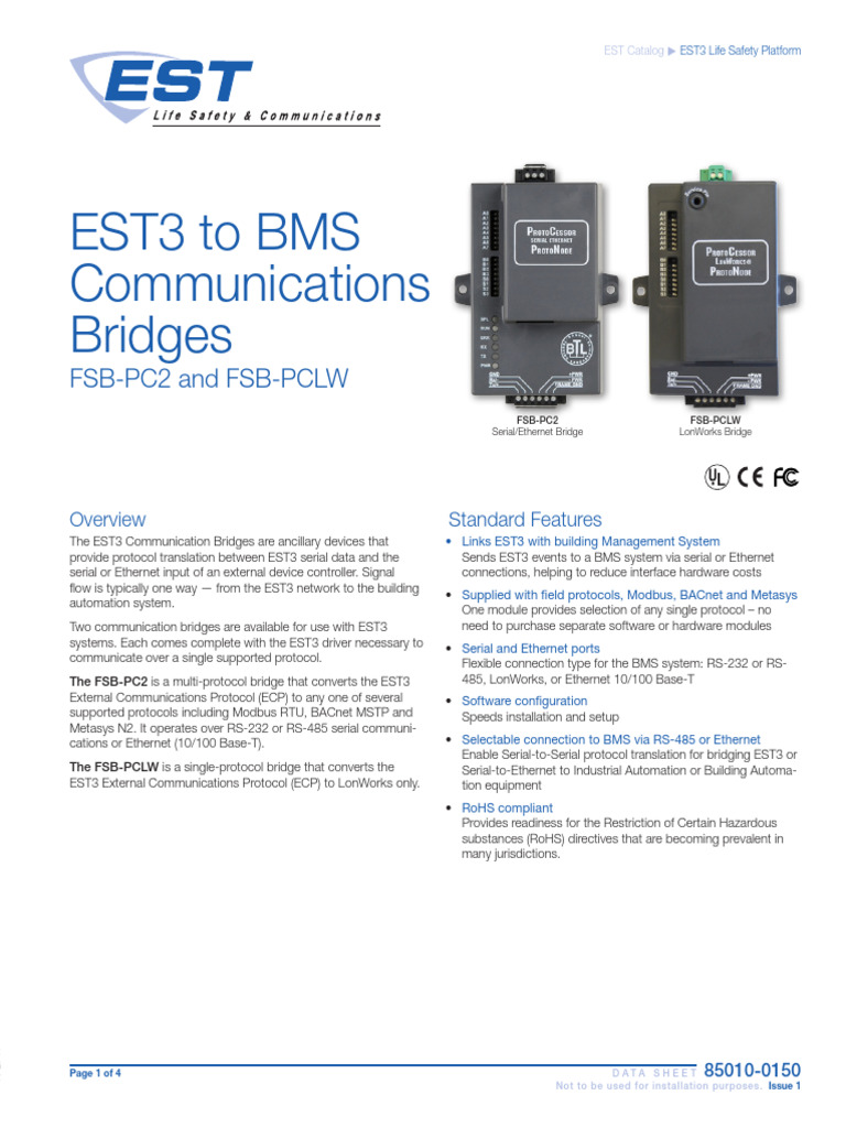EST3 to BMS Communication Bridges | PDF
