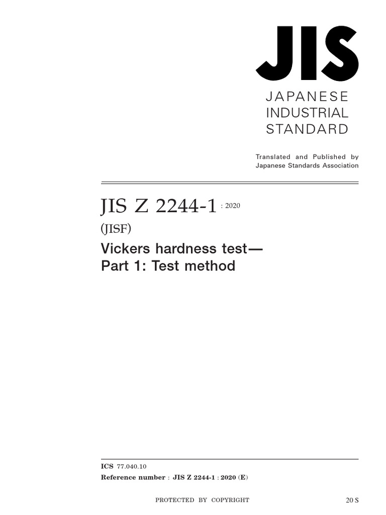Pre Jis Z 02244 001 000 2020 e Ed10 CH | PDF