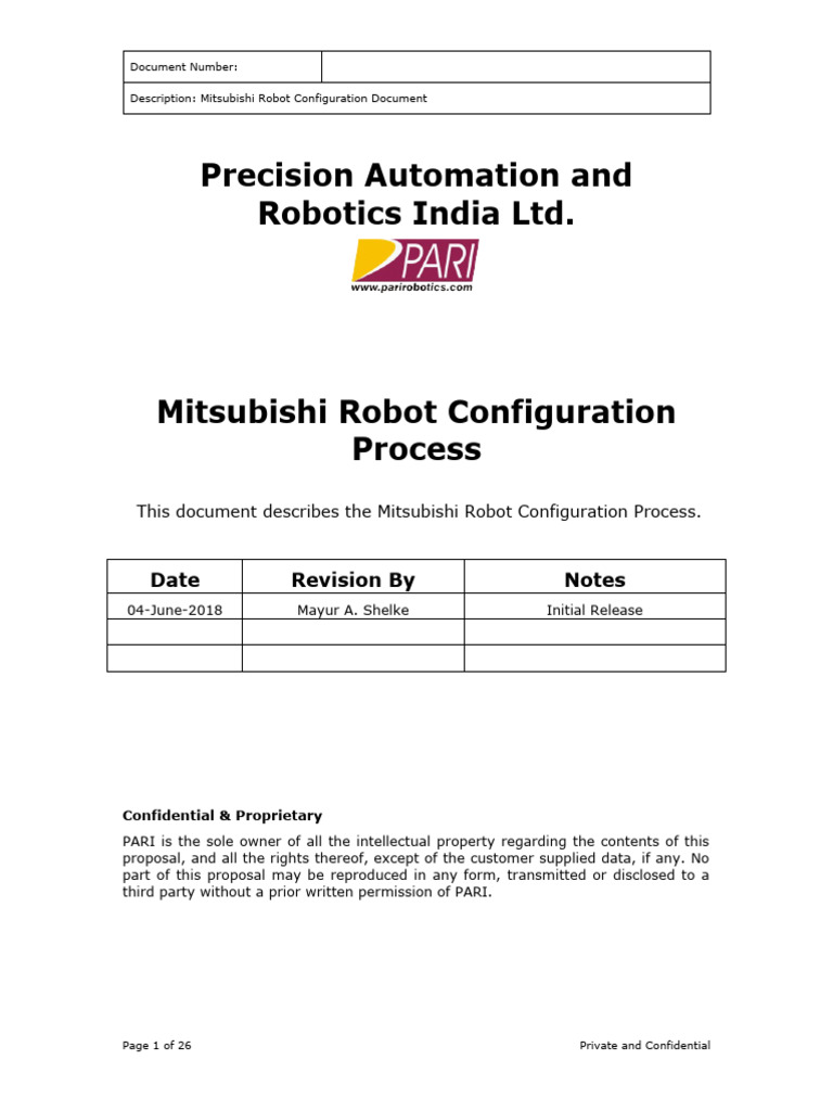 Mitsubishi Robot Configuration Doc - V0 | PDF | Online And Offline ...