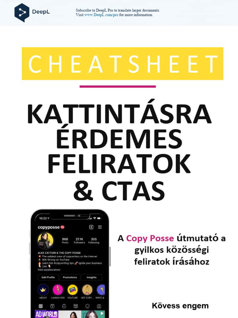 Free-Guide-Copy-Posse-Captions-CTA-Cheatsheet Hu | PDF