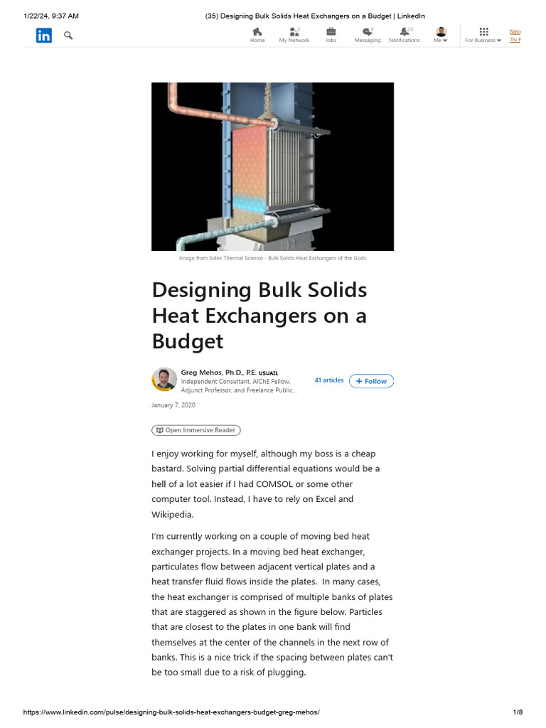 Designing Bulk Solids Heat Exchangers On A Budget | PDF