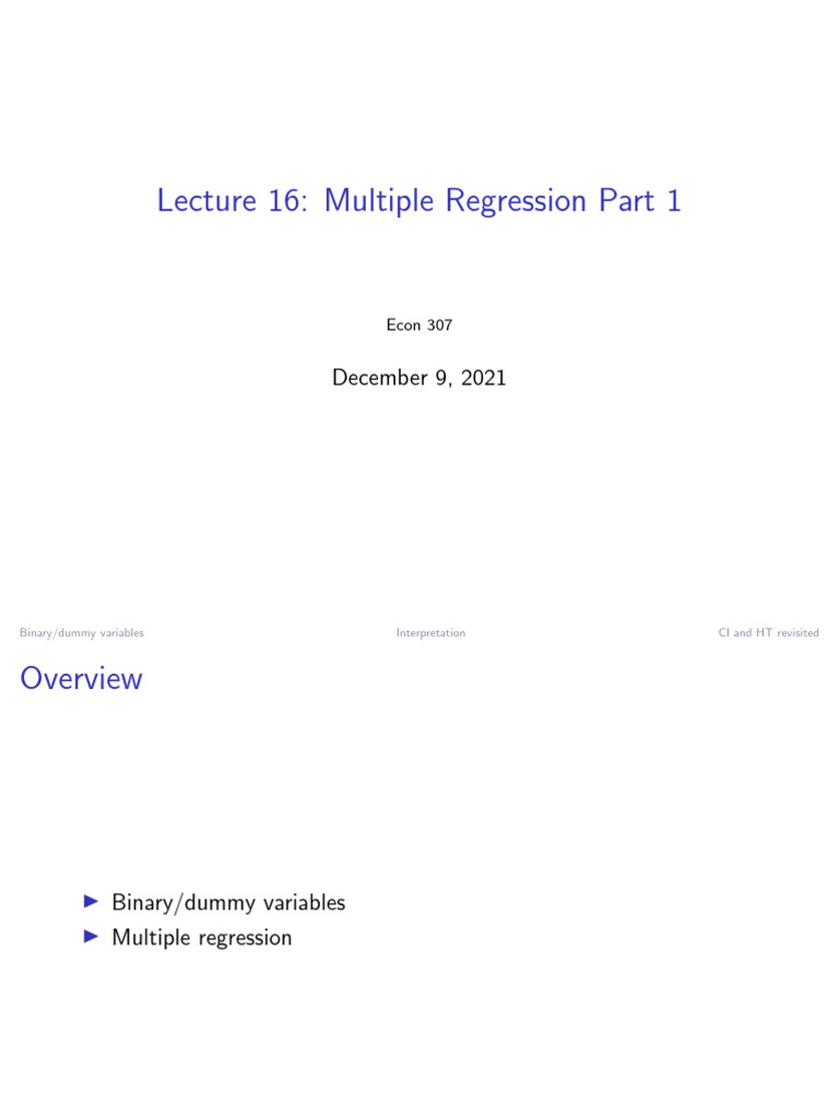 Mutliple Regression - Part 1 | PDF