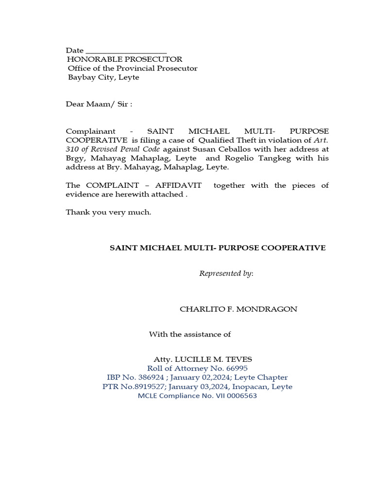 Legal Notice: Qualified Theft Case | PDF