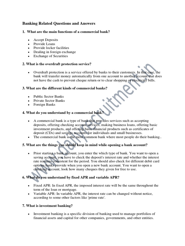 Banking Interview Questions | PDF | Banks | Loans