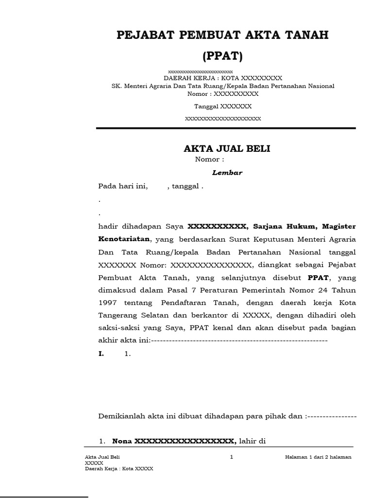 Akta Jual Beli PPAT Tangerang Selatan | PDF