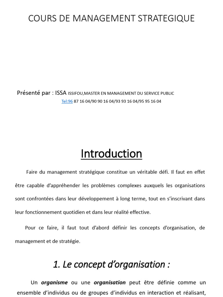 Management Stratégique Cours | PDF