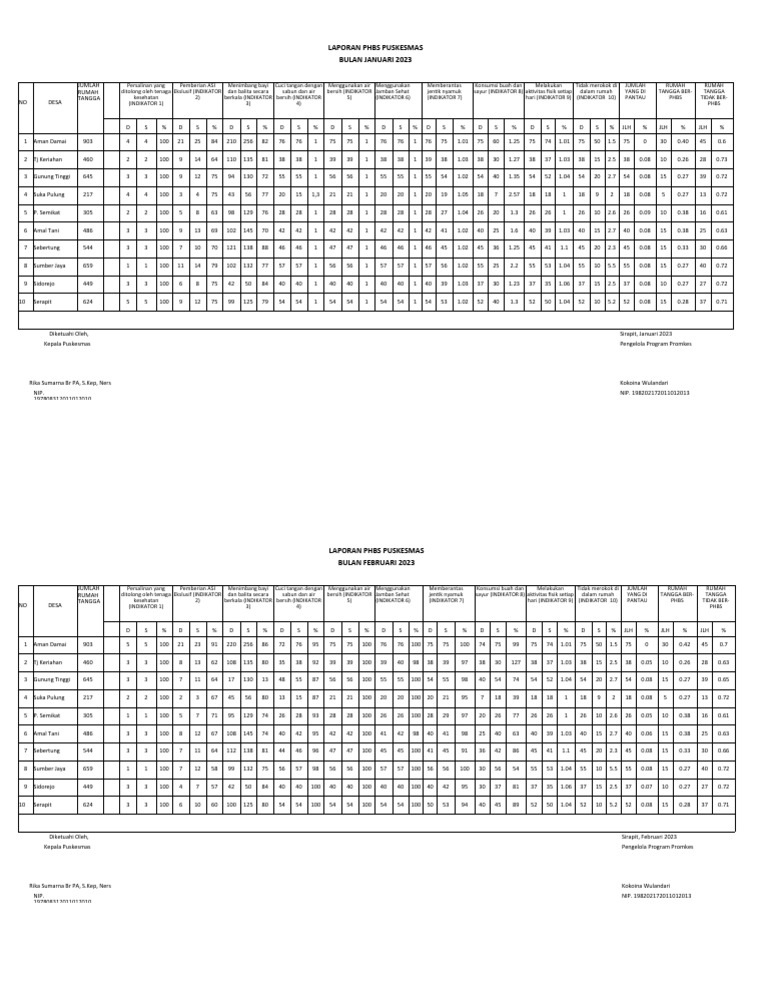 Laporan PHBS 2023 | PDF