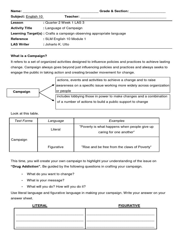 Final Eng10 Q2W1 Las3 Utto | PDF | Evidence | Human Communication