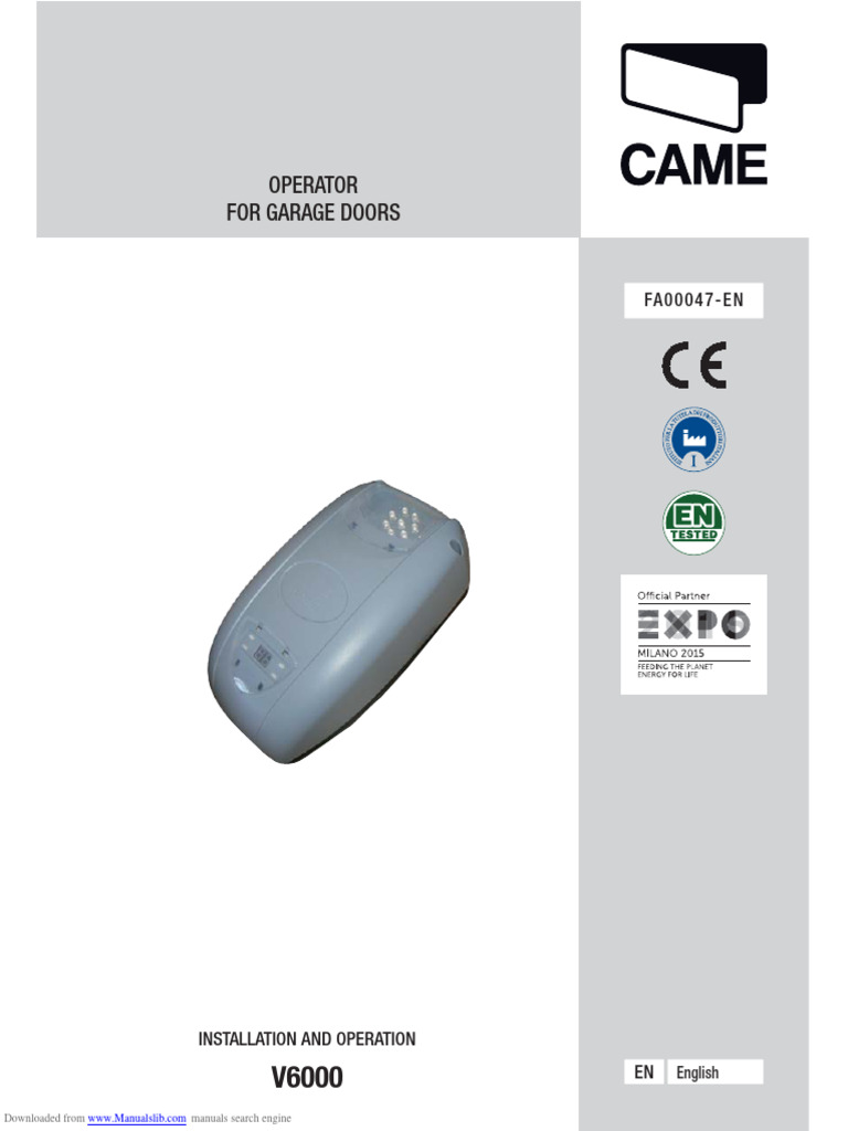 V6000 Garage Door Operator Manual | PDF