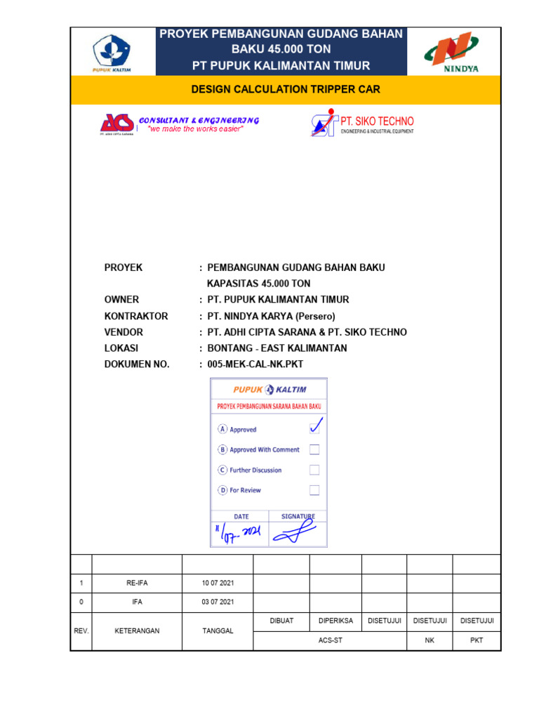 005-Mek-Cal-Nk - Pkt-Design Calculation Tripper Car. r1 - Af | PDF | Friction | Belt (Mechanical)