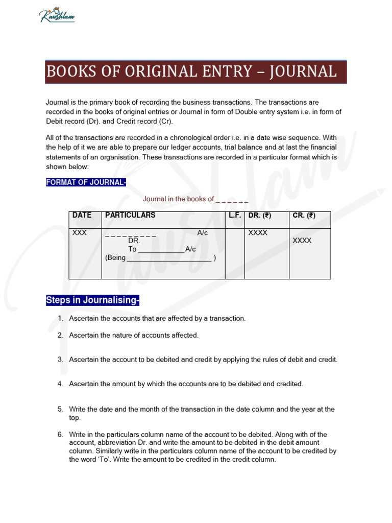 110-Chapter 3 - Books of Original Entry-Journal - WM | PDF | Debits And ...