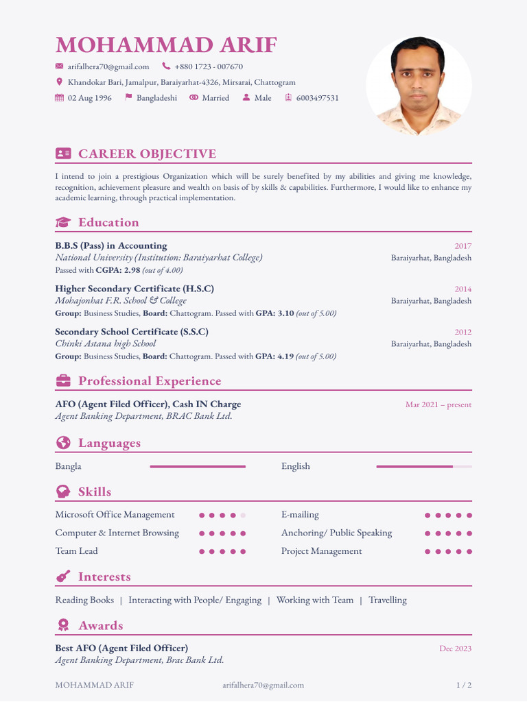 Mohammad Arif Flowcv Resume 20240121 | PDF