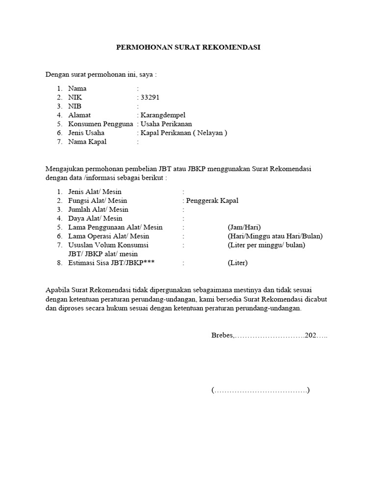 Permohonan Surat Rekomendasi | PDF