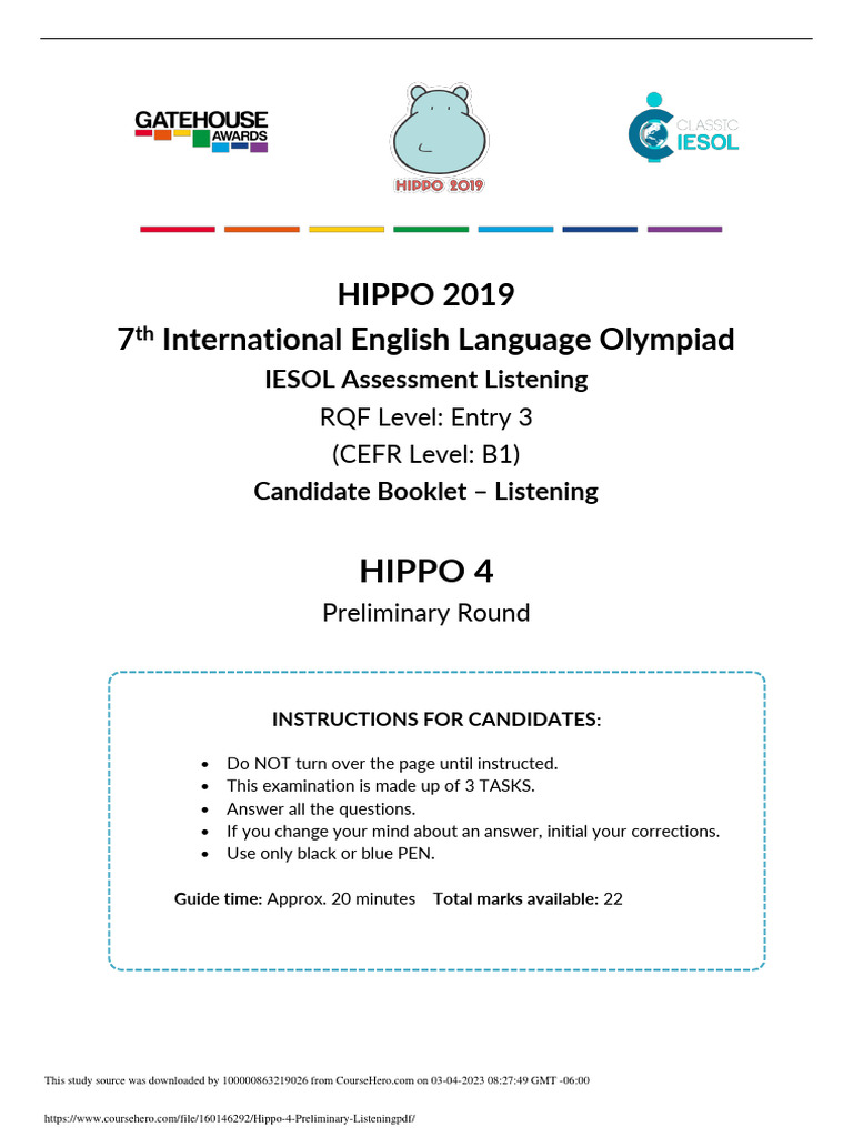 HIPPO 4 Listening Exam Guide | PDF