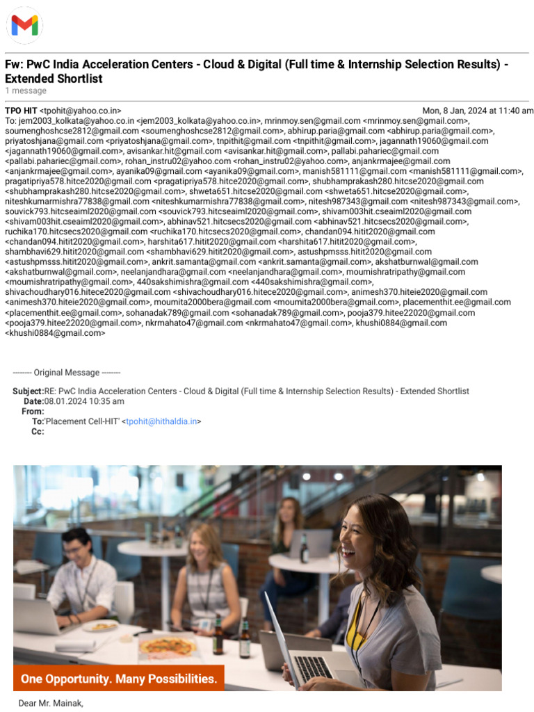 Gmail - Fw_ PwC India Acceleration Centers - Cloud & Digital (Full time ...