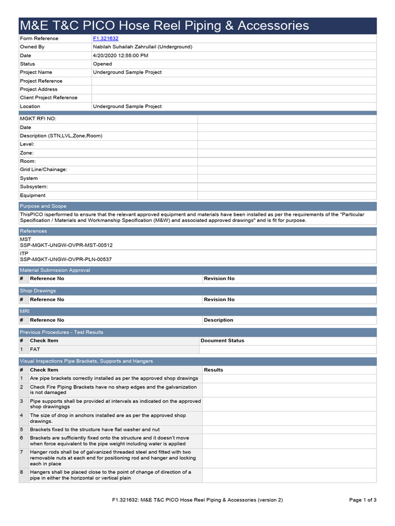 M - E T - C PICO Hose Reel Piping - Acess | PDF | Pipe (Fluid ...