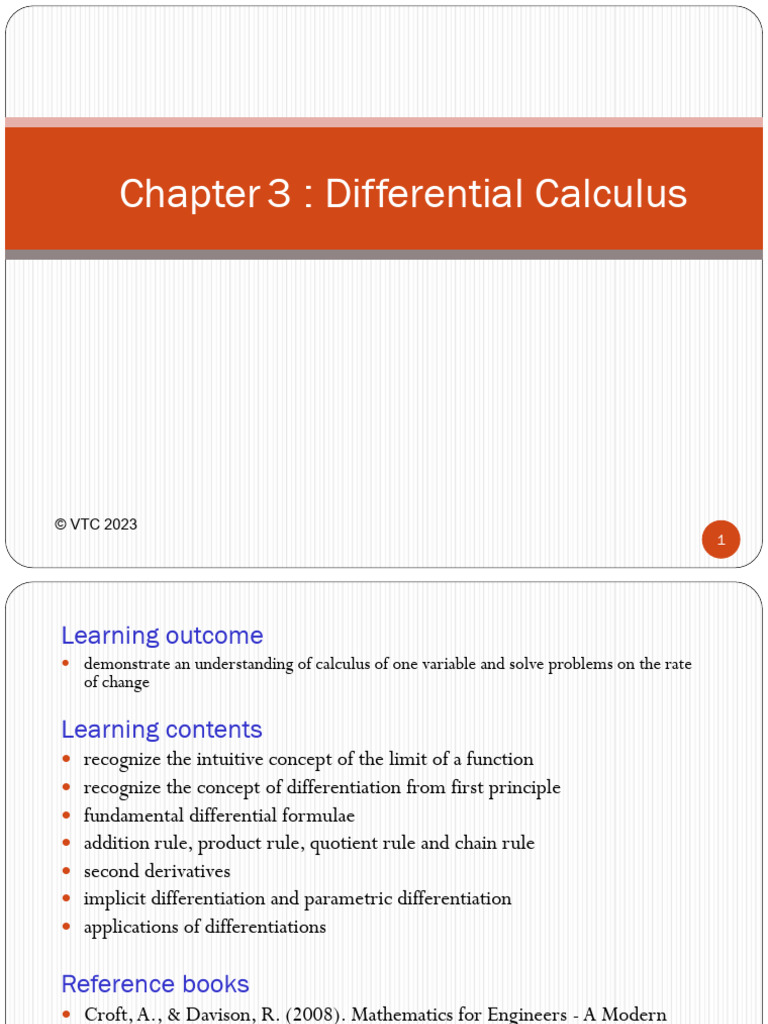MBS3212 EngMaths For BS Chapter 3 Differential Calculus | PDF ...