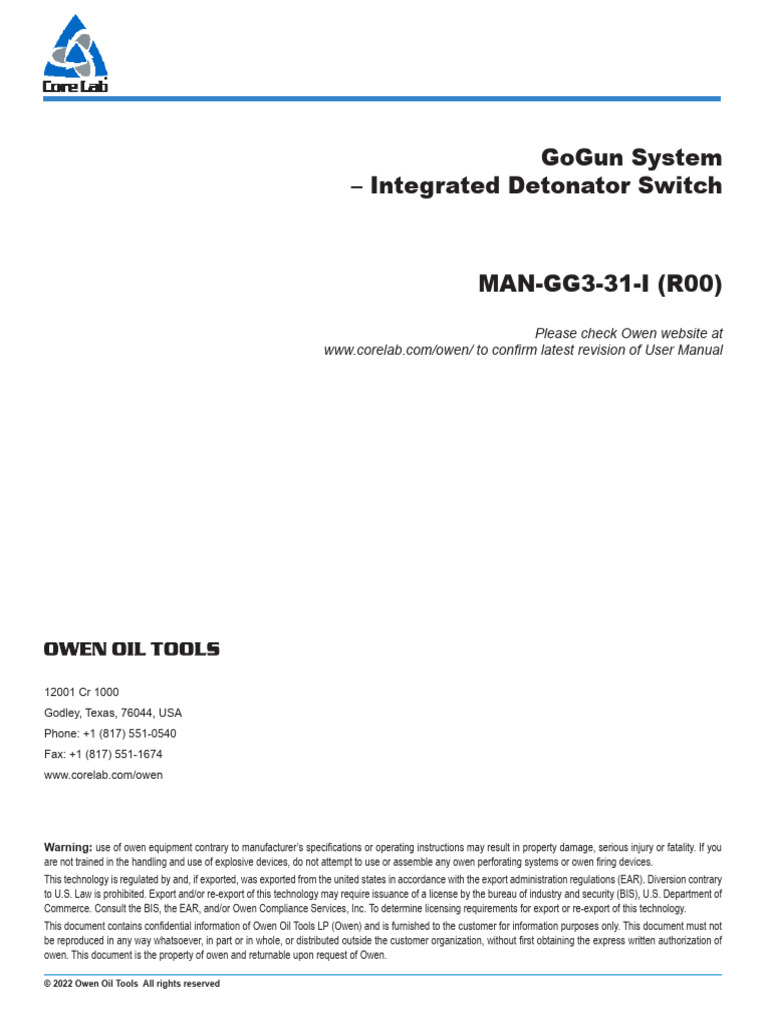 OwenOilTools GoGun Technical Manual GG3-31 | PDF | Electrical Connector | Pipe (Fluid Conveyance)