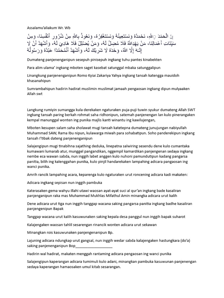 Teks MC B. Jawa Untuk Pengajian | PDF Teks MC B. Jawa Untuk Pengajian | PDF
