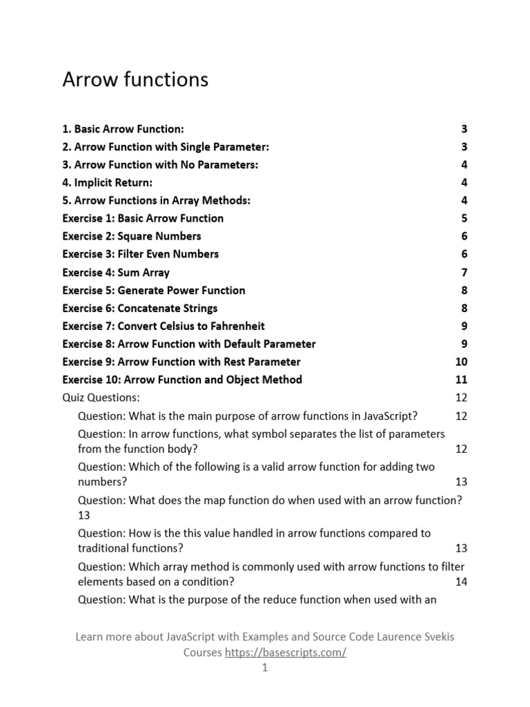 Arrow Functions Learn JavaScript 2ready | PDF Arrow Functions Learn JavaScript 2ready | PDF