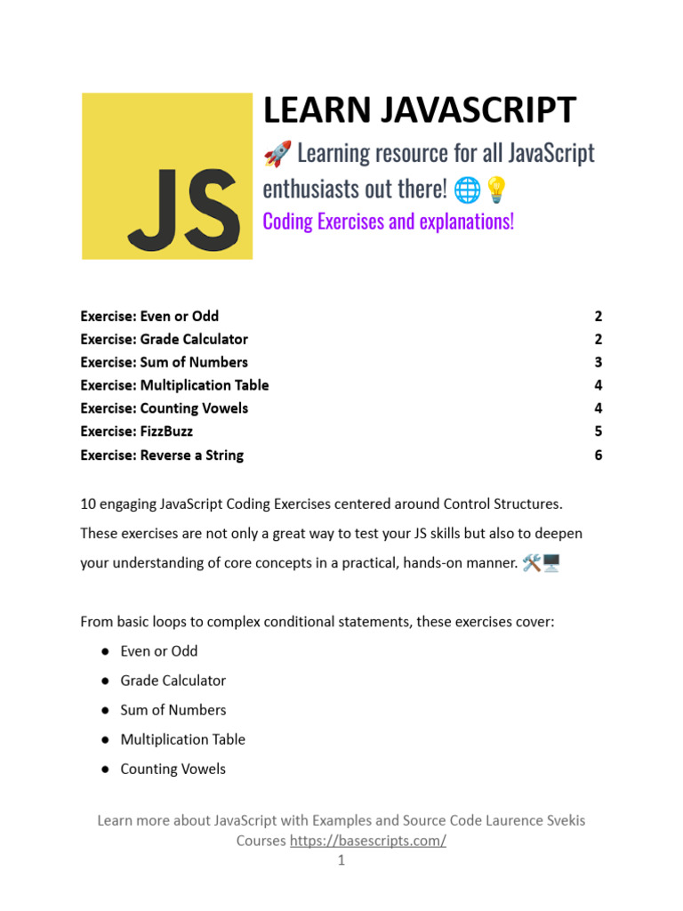 Control Structures Exercises | PDF | Java Script | Control Flow Control Structures Exercises | PDF | Java Script | Control Flow