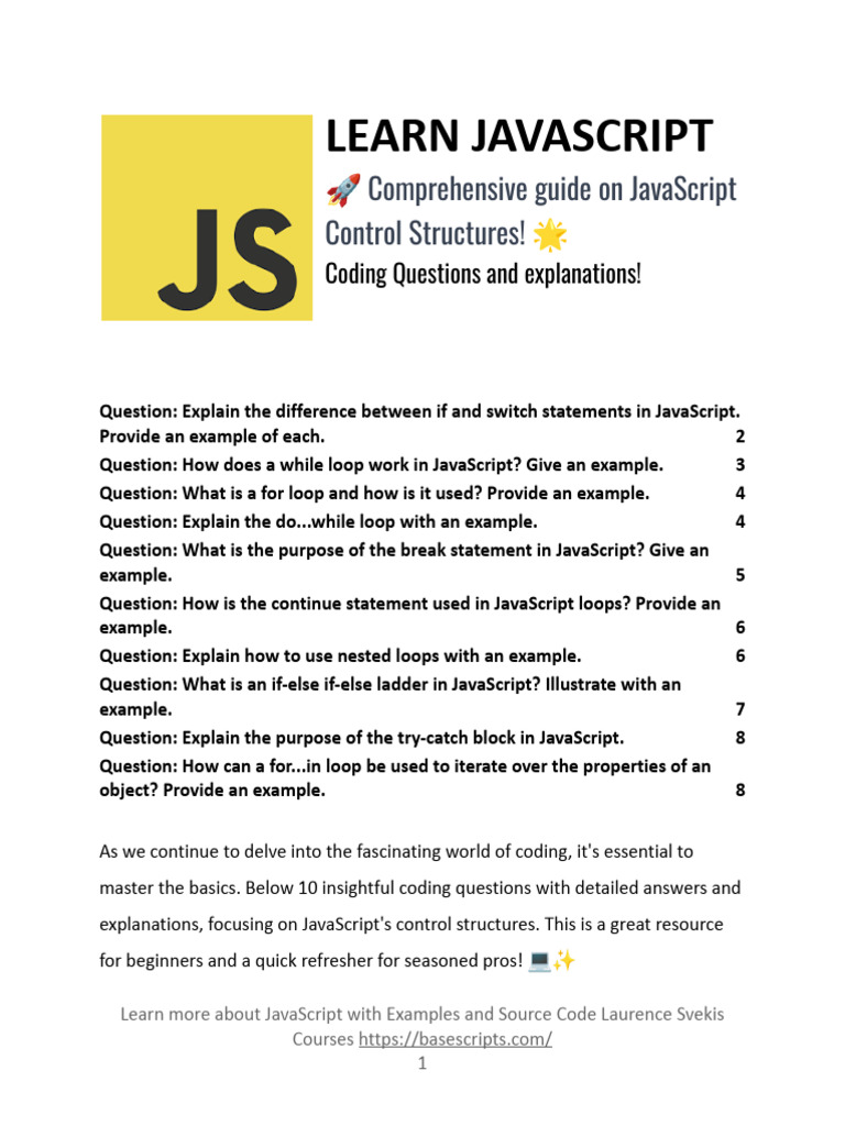 Control Structures | PDF | Control Flow | Java Script Control Structures | PDF | Control Flow | Java Script