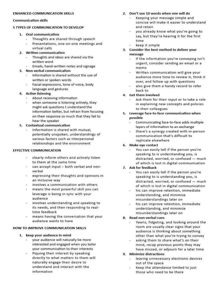 Enhanced Communication Skills | PDF