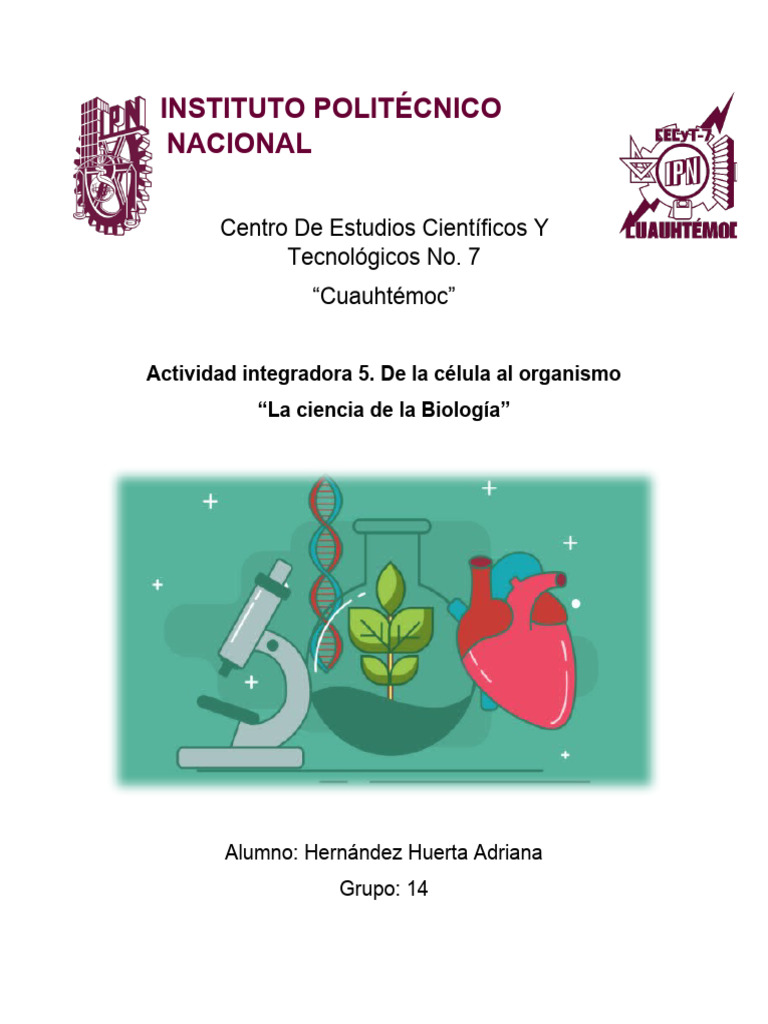 Actividad Integradora 5. de La Célula Al Organismo "La Ciencia de La Biología" | PDF