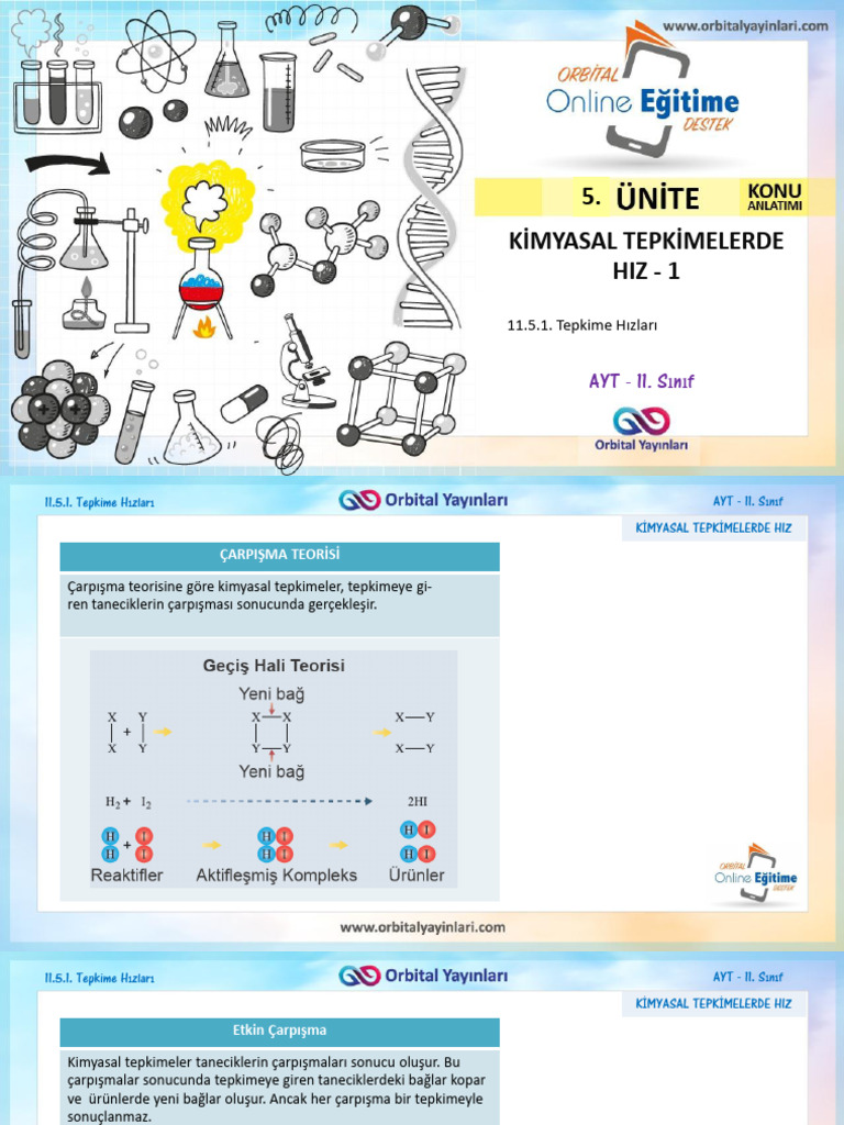 Ayt 5 Unite 1 Bolum Kimyasal Tepkimlelerde Hiz Tepkime Hizlari694 | PDF
