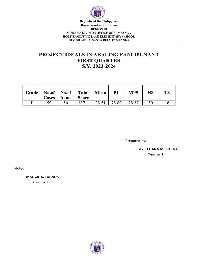 Araling Panlipunan 1st Quarter Project | PDF | Philippines